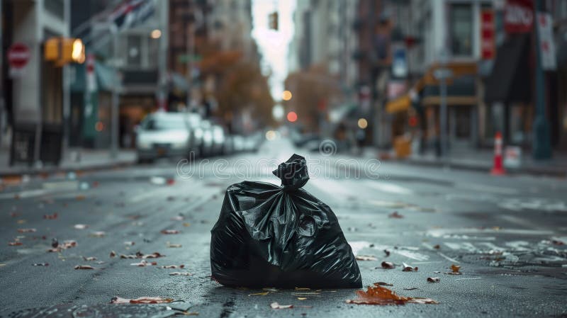 Plastic Garbage Bag Left on the Street. Stock Illustration ...