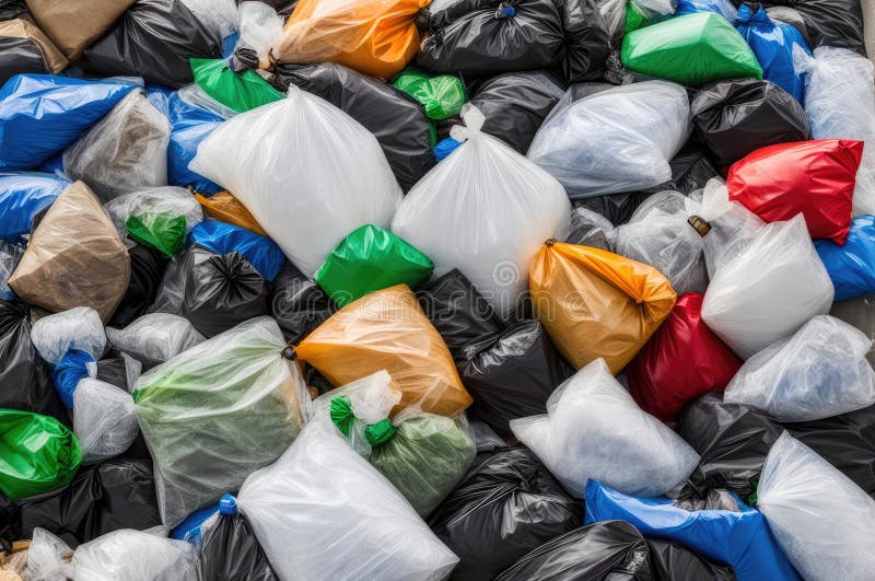 Plastic Garbage Bags Piled in Environmental Waste Concept Stock Image ...
