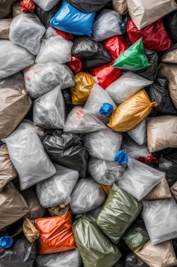 Plastic Garbage Bags Piled in Environmental Waste Concept Stock Photo ...