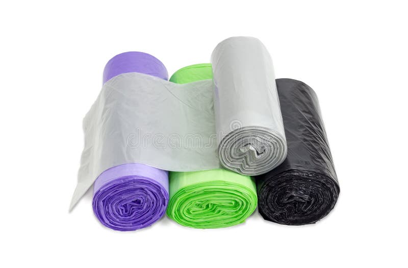 Plastic Garbage Bags in Rolls of Different Sizes and Colors Stock Image ...