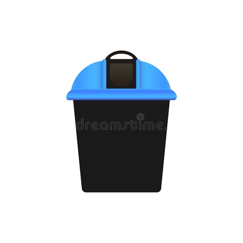 Plastic Garbage Bin with Blue Lid. White Background. Vector ...