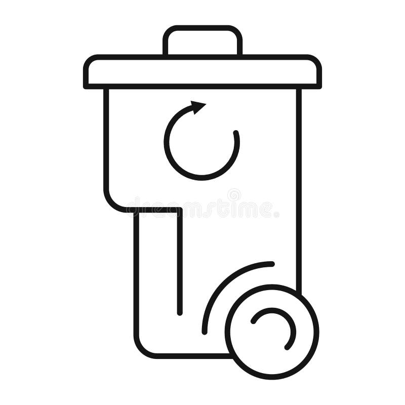 Plastic Garbage Bin Icon, Outline Style Stock Vector - Illustration of ...