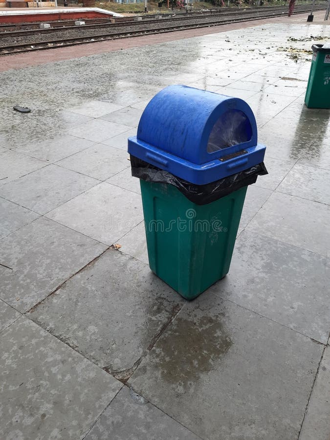 Plastic Garbage Can or Dustbin Stock Photo - Image of plastic, machine ...