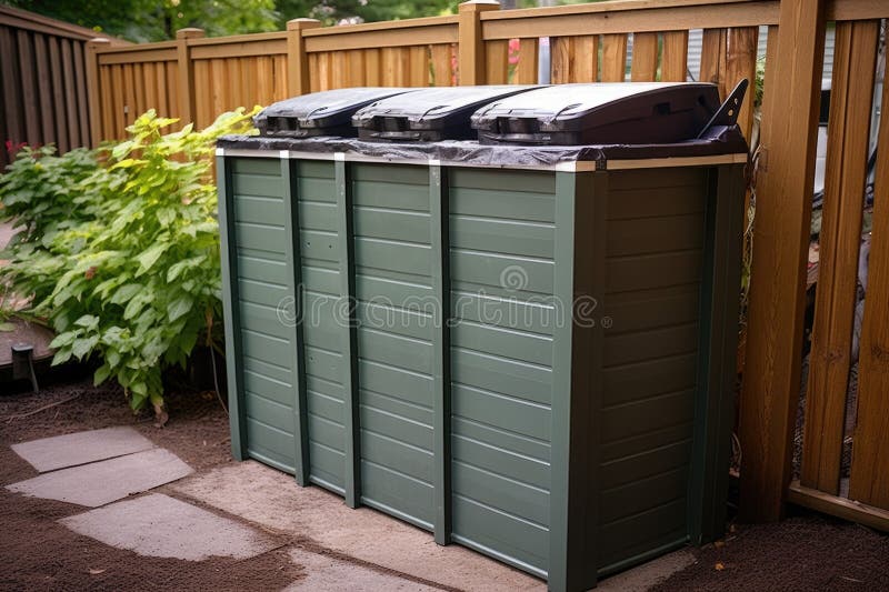 Plastic Garbage Can Storage Shed Stock Illustration - Illustration of ...