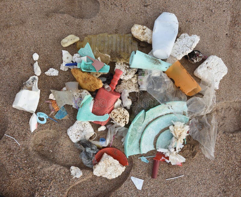 A Plastic Garbage Collected on a Beach Stock Image - Image of pollution ...