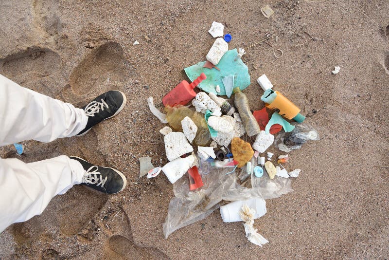 A Plastic Garbage Collected on a Beach Stock Image - Image of color ...