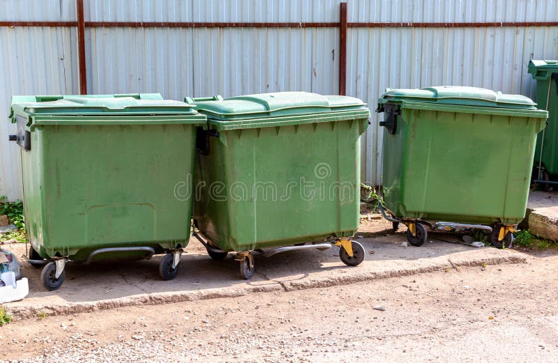 Plastic Garbage Containers at the Outdoors Stock Image - Image of clean ...