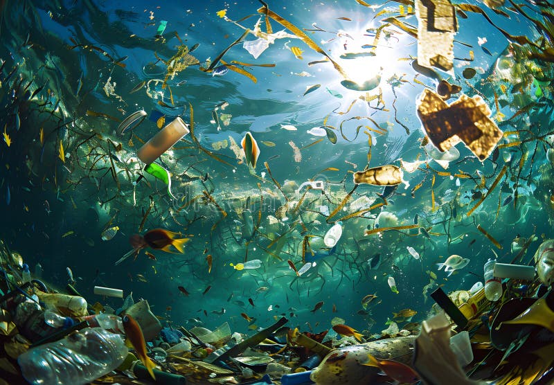 Plastic Garbage in the Ocean Stock Photo - Image of garbage ...
