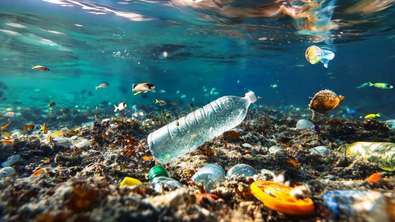 Plastic Garbage Problem. Packaging Waste Floats Under Water Polluting ...