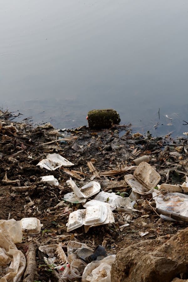 Plastic Garbage in the River , Pollution and Environment in Water Stock ...