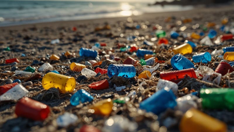 Plastic Garbage Washed Onto Beach,Beach Plastic Pollution. Stock Photo ...