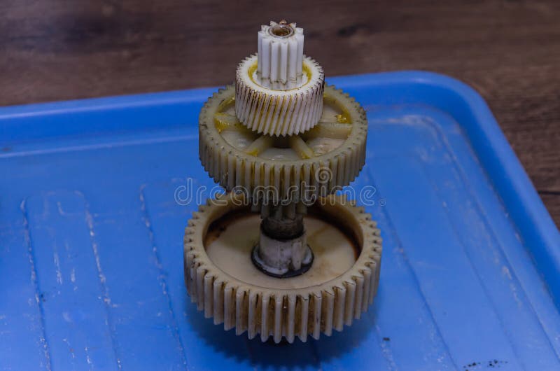 Plastic Gears of a Disassembled Gearbox in a Repair Shop Stock Image ...