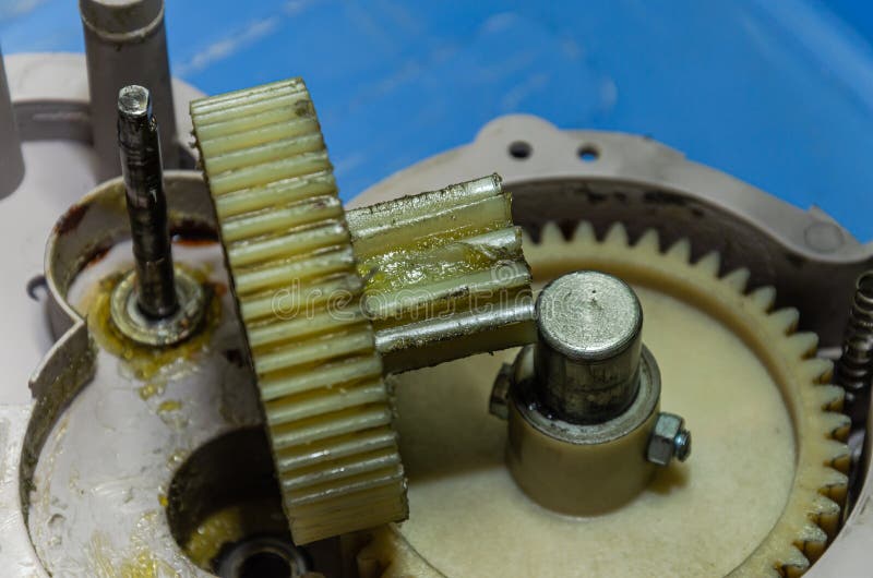 Plastic Gears of a Disassembled Gearbox in a Repair Shop Stock Image ...