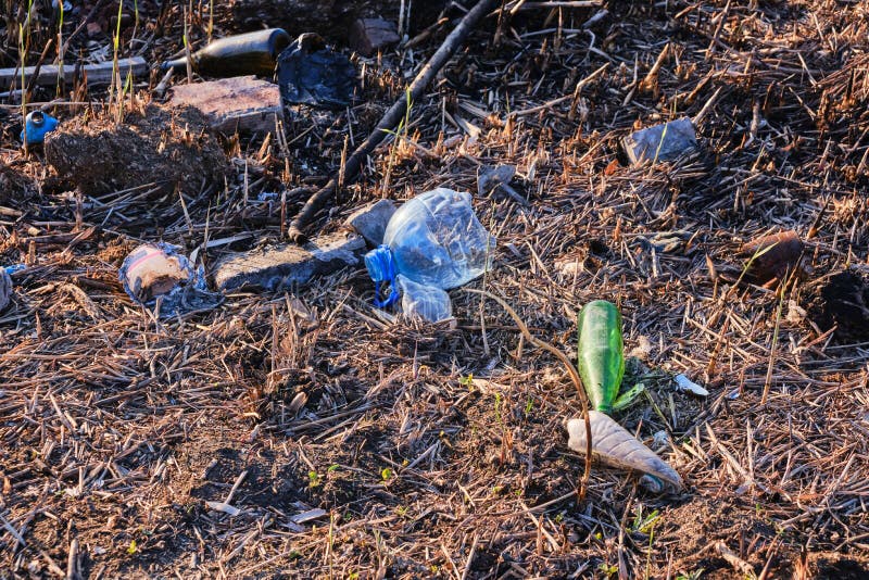 Plastic and Glass Garbage, Pollution Environment and Nature Stock Photo ...