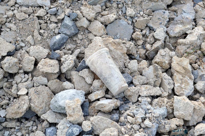 A Plastic Glass Waste on a Construction Scraps on the Construction Site ...