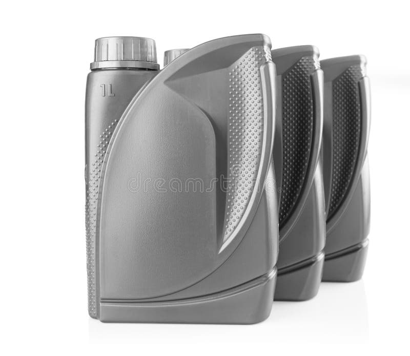 Gray Canister with Engine Oil Isolated on White Background Stock Image ...