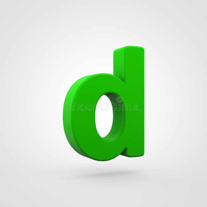 Plastic Green Letter D Lowercase Isolated on White Background. Stock ...