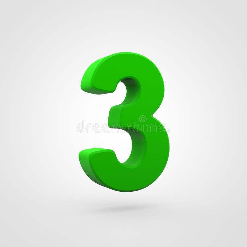Plastic Green Number 3 Isolated on White Background. Stock Illustration ...