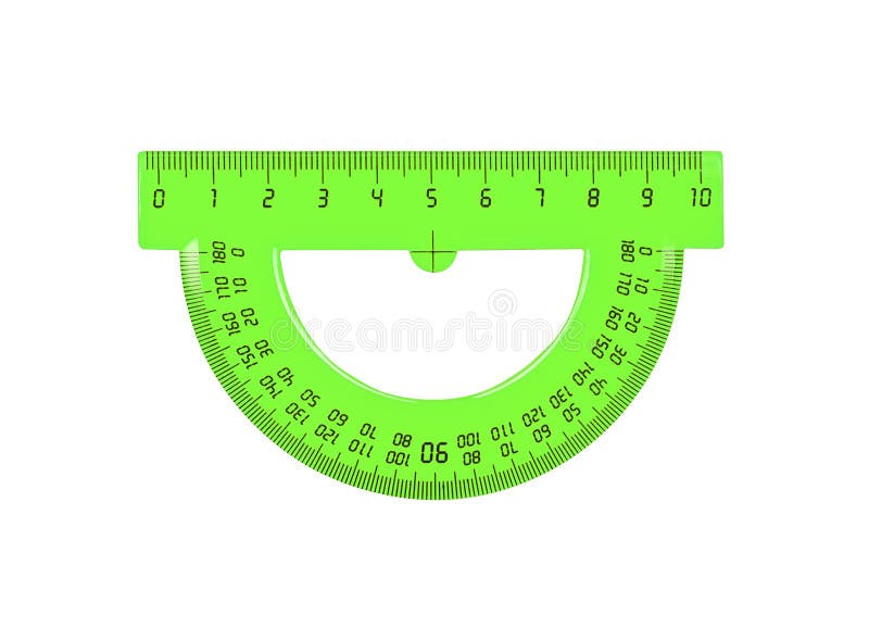 Plastic Green Ruler, Protractor For Measuring Stock Photo - Image of ...