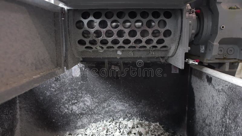 Plastic Grinding Process Close Up View of Mill. Recycling of Pipes at a ...