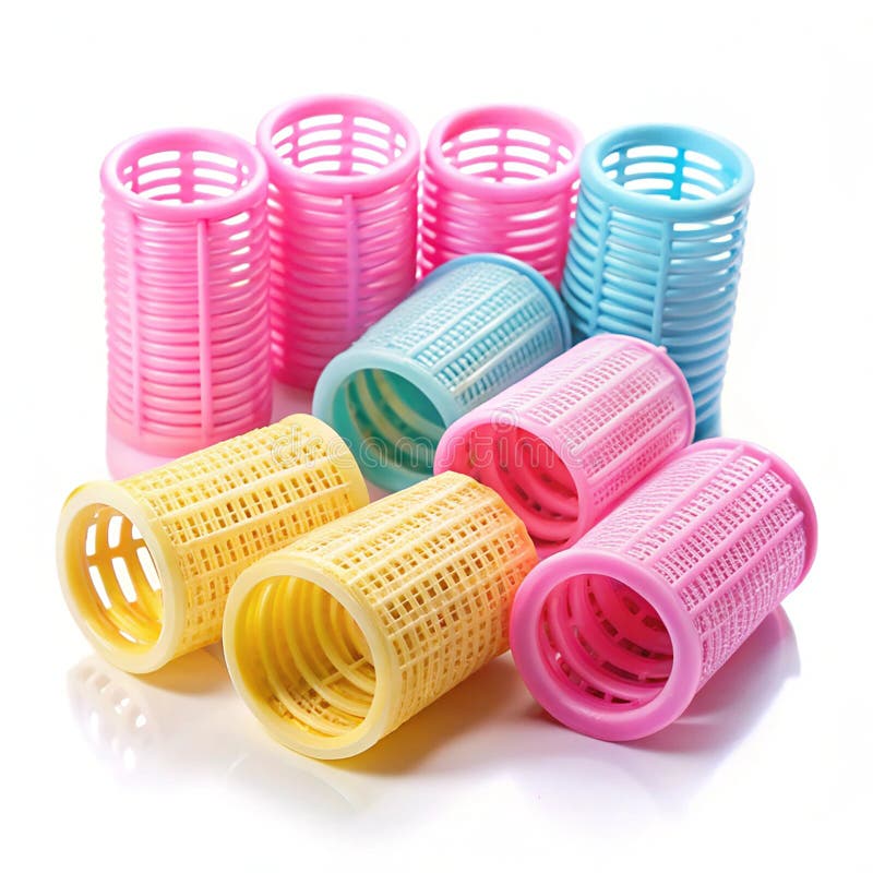 Plastic Hair Curler Set with Different Roller Sizes Stock Illustration ...