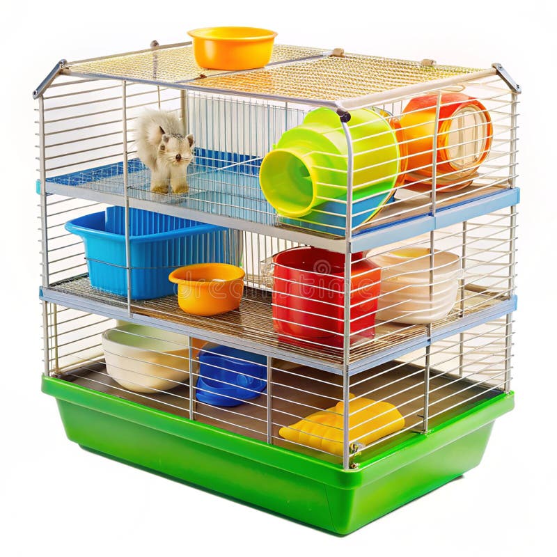 Plastic Hamster Cage with Multi-level Compartments Stock Illustration ...
