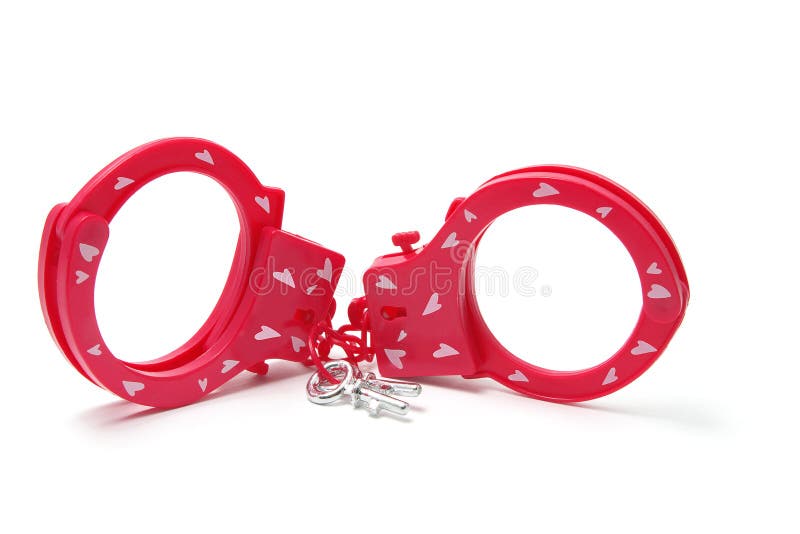 Red fluffy handcuffs stock image. Image of isolated, color - 13842021