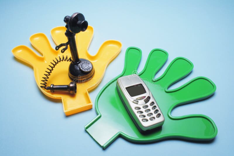 Plastic Hands with Phones stock photo. Image of telecommunication ...