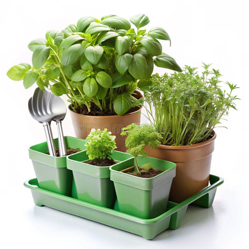 Plastic Herb Garden Kit for Indoor Use Stock Illustration ...