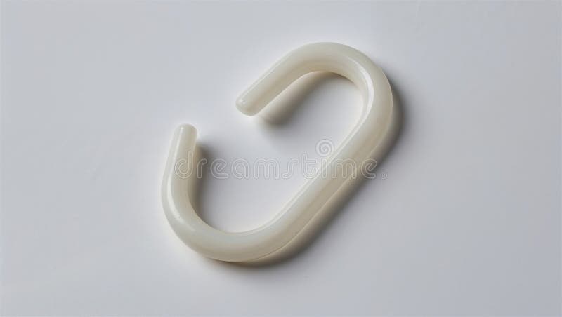 Plastic Hook Piece Small and Unshaped, Lying Diagonally on Clean White ...
