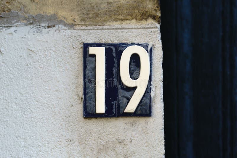 House number 19 stock photo. Image of lettering, square - 104663020