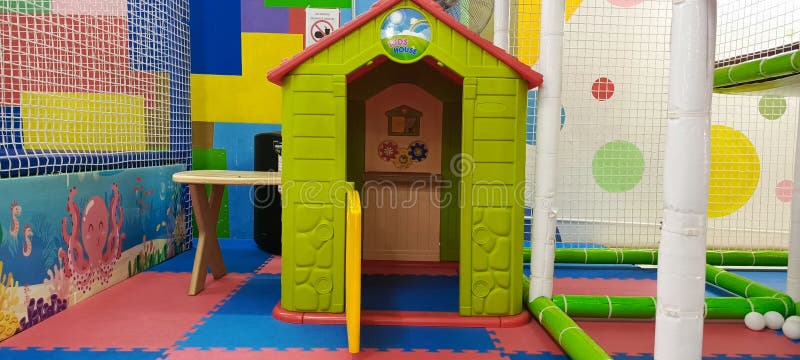 Plastic House on the Playground in the Photo from the Front Stock Photo ...