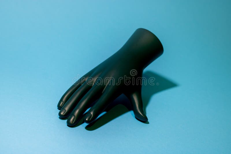 Plastic Human Hand on Blue Background. Minimal Creative Futuristic ...