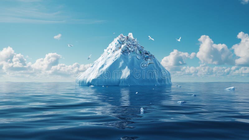 A Plastic Iceberg in a Blue Ocean Stock Image - Image of clouds, reuse ...