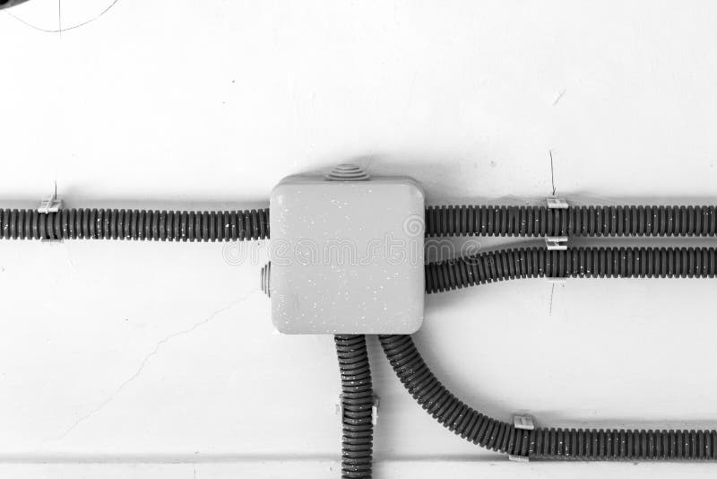 Plastic Installation Box on Celling during Renovation. White Stock ...