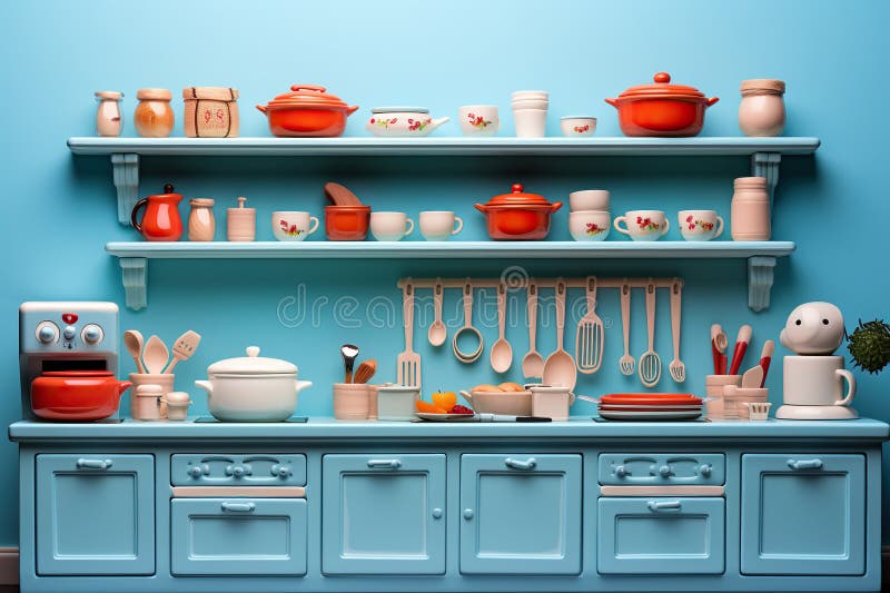 Plastic Kitchen Set for Children. Plastic Kitchen with Kitchen Utensils ...