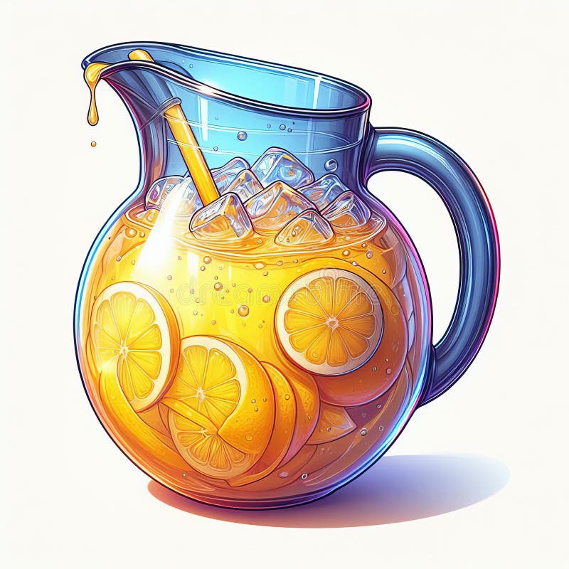 Plastic Lemonade Pitcher a Large, Round Pitcher with a Handle a Stock ...