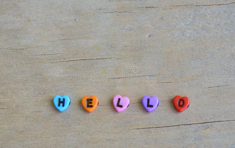 Plastic Letter Arrange Hello Word on Wooden Board Stock Photo - Image ...