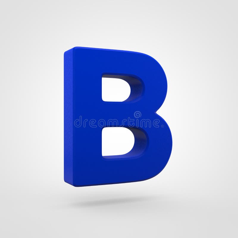 Sky Blue 3d Letter B Uppercase. Metal Font with Glossy Reflections and ...