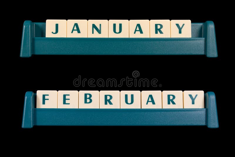 Plastic Letter Tiles. Words Include January and February Stock Image ...