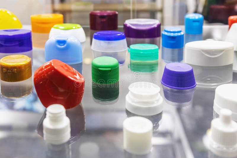 Plastic Lids of Different Shapes and Purposes in Different Colors Stock ...