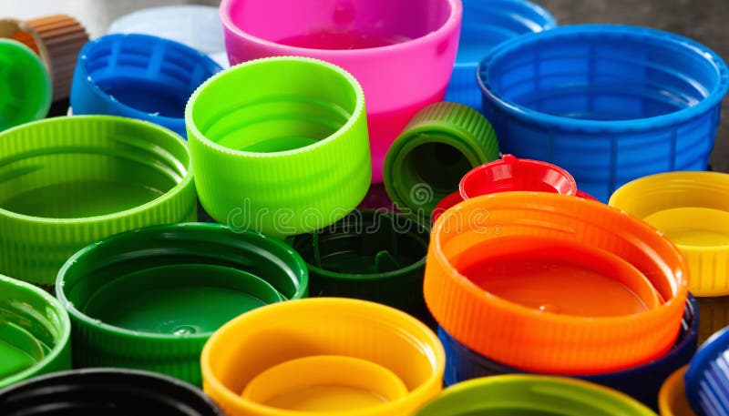 Plastic Lids. Multi-colored Plastic Caps Stock Image - Image of green ...