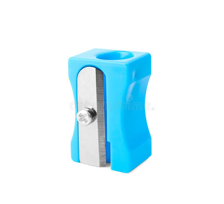 Plastic Light Blue Pencil Sharpener Isolated on White Stock Photo ...