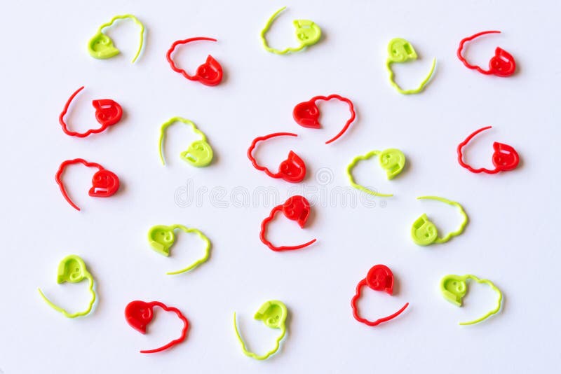 Plastic Locking Stitch Markers Scattered Stock Image - Image of plastic ...