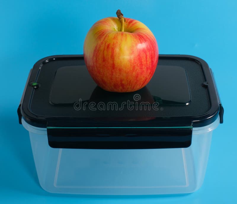 Plastic lunch box stock photo. Image of lunchbox, apple - 204933078