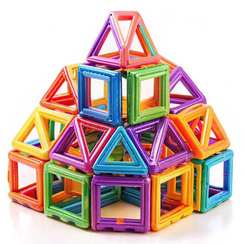 Plastic Magnetic Building Set with Interlocking Pieces Stock ...