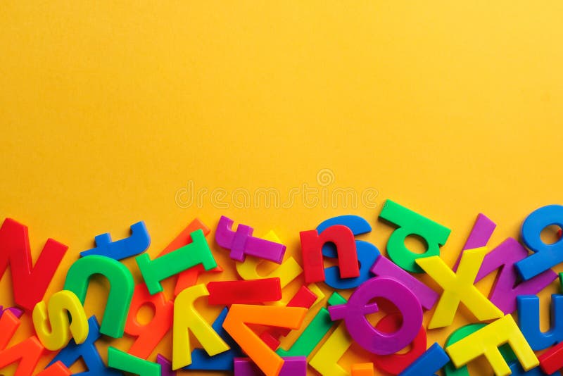 Plastic Magnetic Letters on Color Background Stock Image - Image of ...