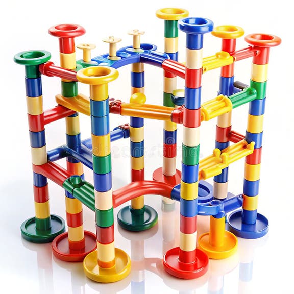 Plastic Marble Run Track with Adjustable Pathways Stock Illustration ...