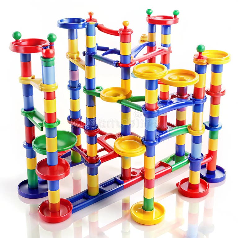 Plastic Marble Run Track with Adjustable Pathways Stock Illustration ...