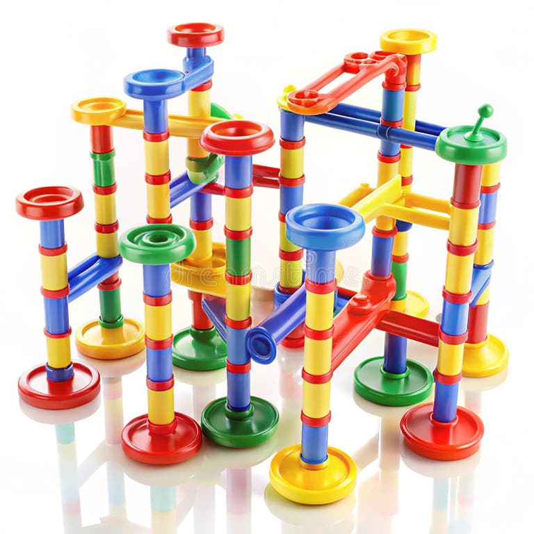 Plastic Marble Run Track with Adjustable Pathways Stock Illustration ...
